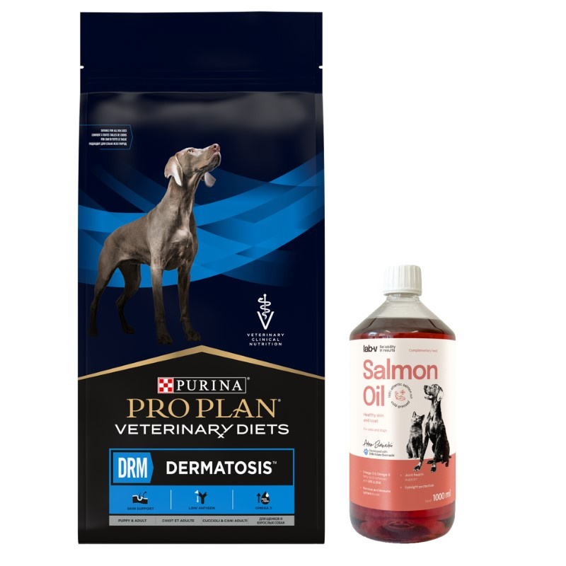 PURINA Pro Plan Veterinary Diets DRM Dermatosis 12kg & Lab-V Aceite De ...