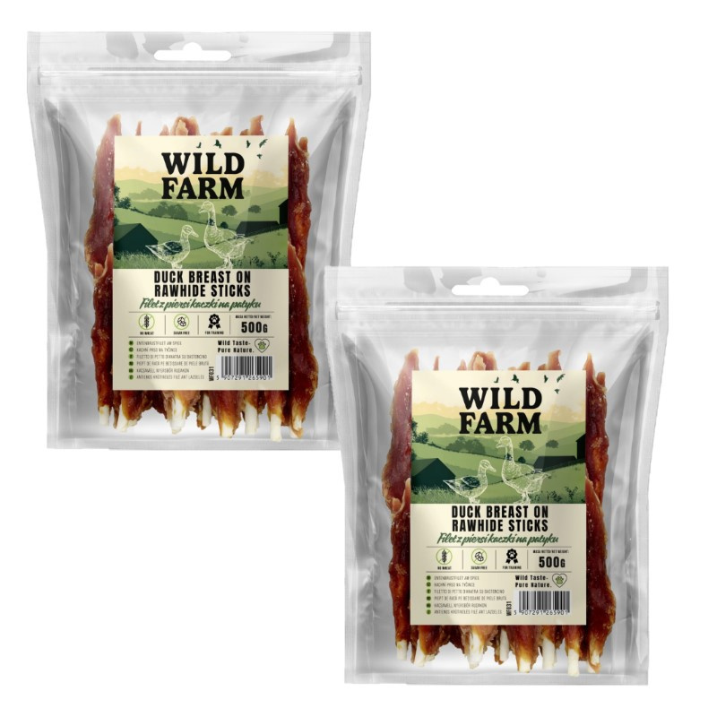WILD FARM filete de pechuga de pato en stick 2x500g golosina para perro ...